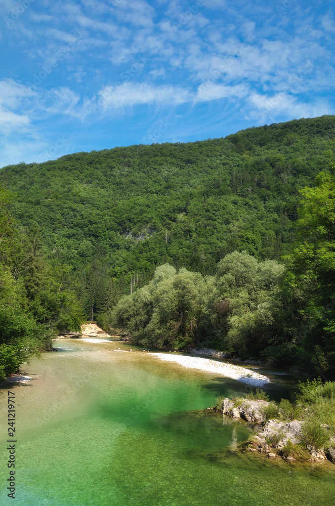 der Fluss Sava Bohinjka im Triglav Nationalpark nade dem Bohinjsee,Slowenien Stock Photo | Adobe ...
