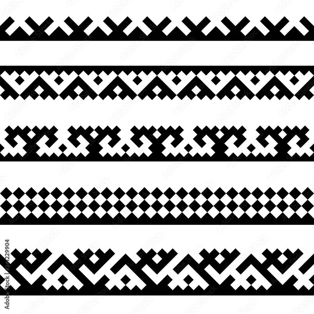 Seamless borders with ethnic ornaments of northern nations. Pattern ...