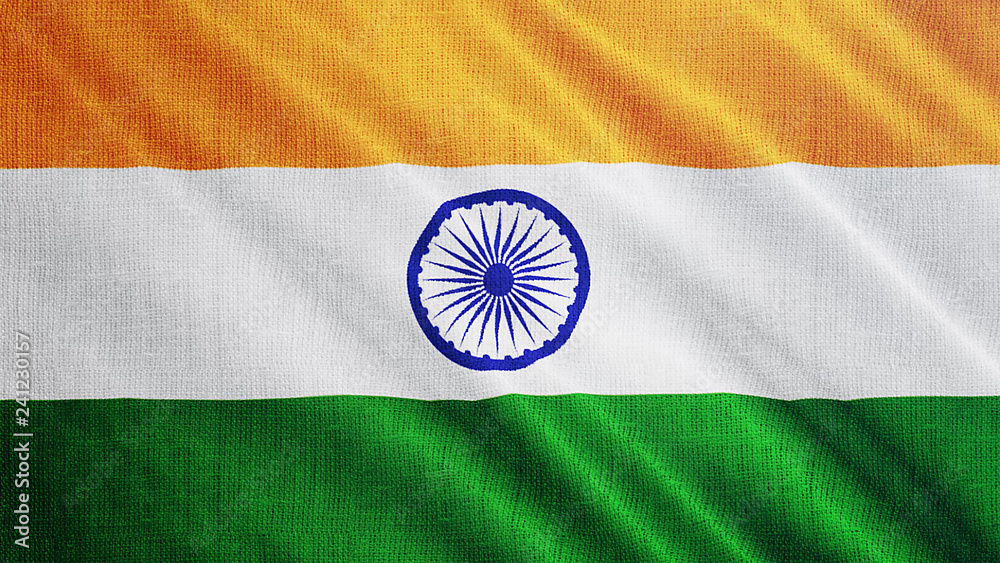India flag is waving 3D animation. Symbol of Indian national on fabric ...