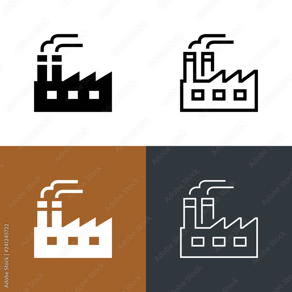 Factory Mill Icon Set Stock Vector | Adobe Stock