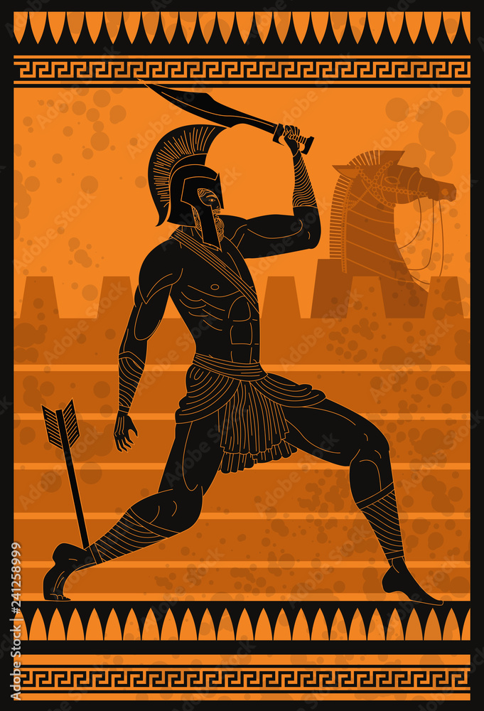 Stockvektorbilden achilles wounded with an arrow in troy war | Adobe Stock