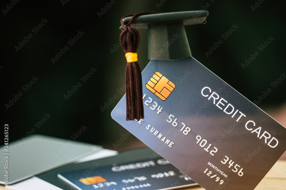 Education payment Credit Card for study Graduate concept: Graduation ...