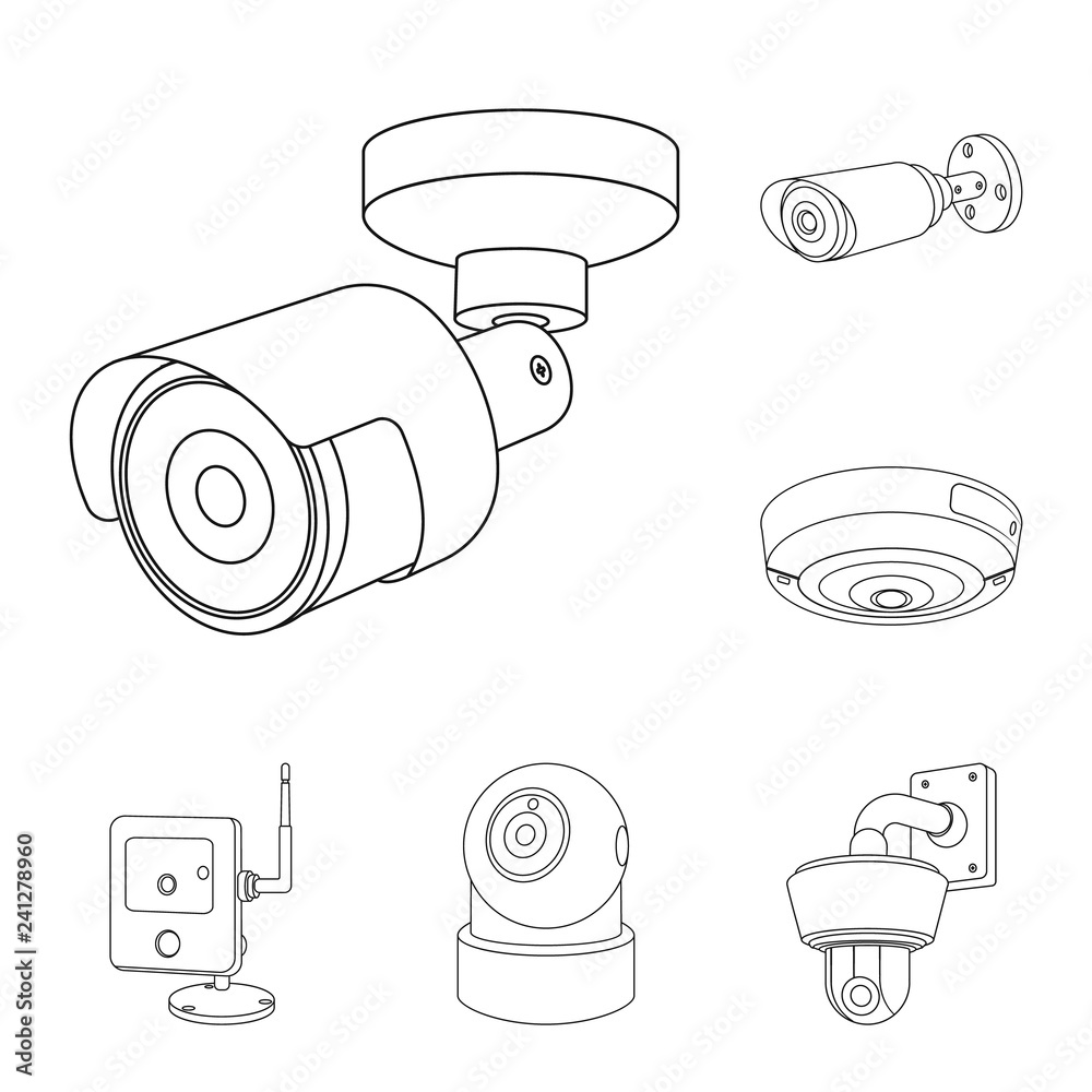 Vector illustration of cctv and camera icon. Set of cctv and system ...