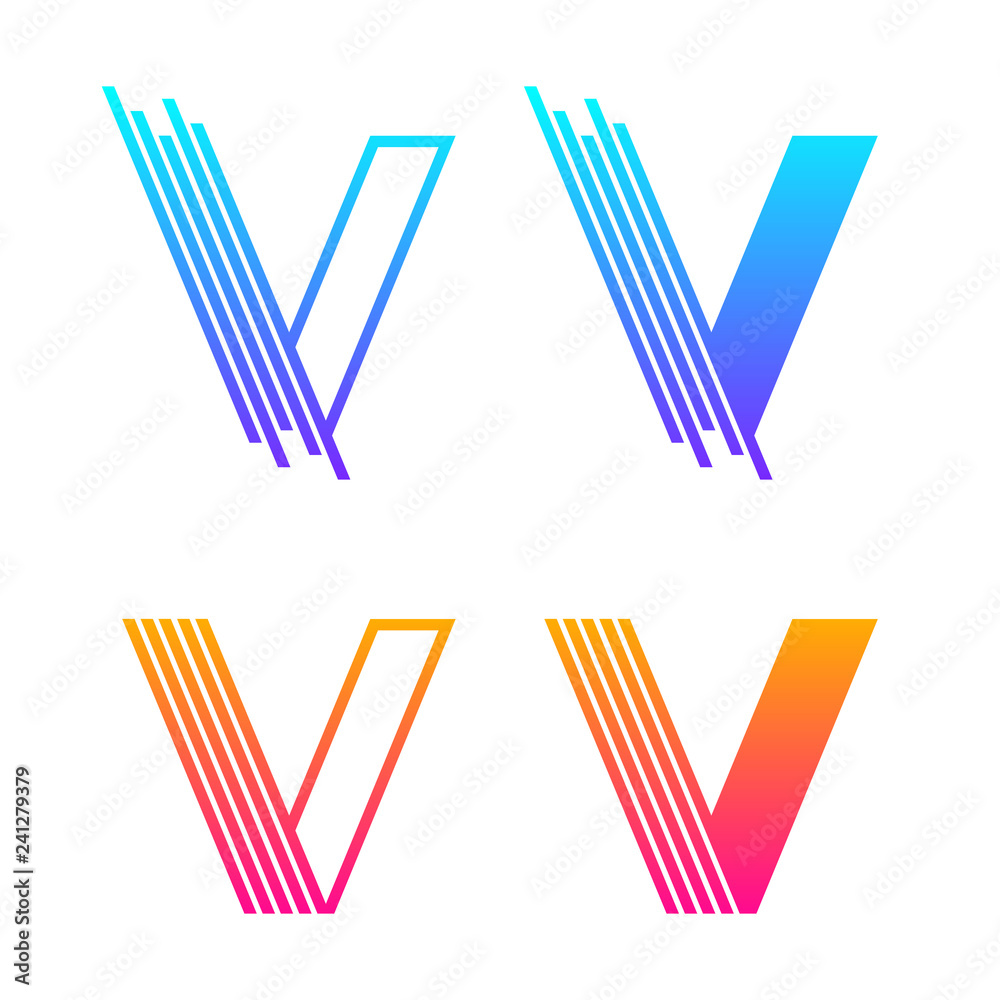 Letter V Colorful logotype with Modern Line art, Monogram logo concept ...