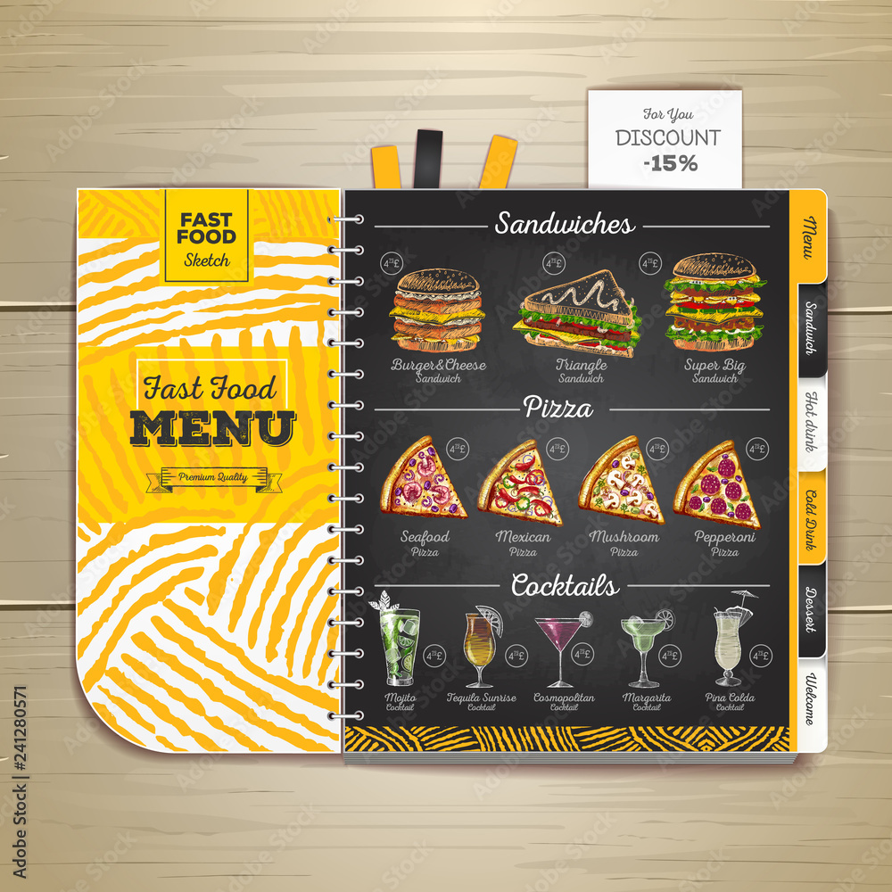 Vintage chalk drawing fast food menu. Sandwich sketch corporate ...