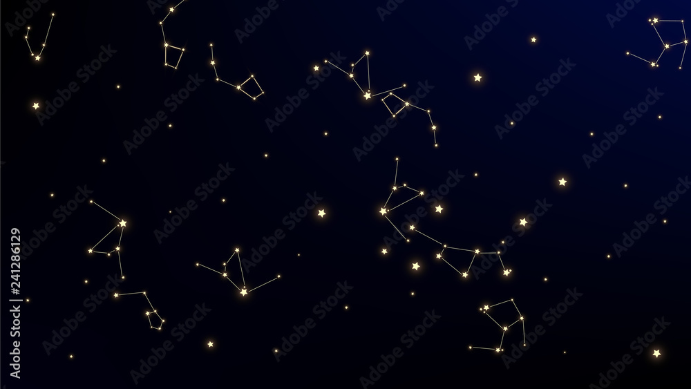 Constellation Map. Mystic Cosmic Sky with Many Stars. Gradient Blue ...