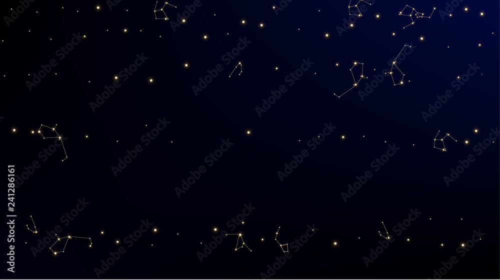 Constellation Map. Mystic Cosmic Sky with Many Stars. Dark Blue Galaxy ...
