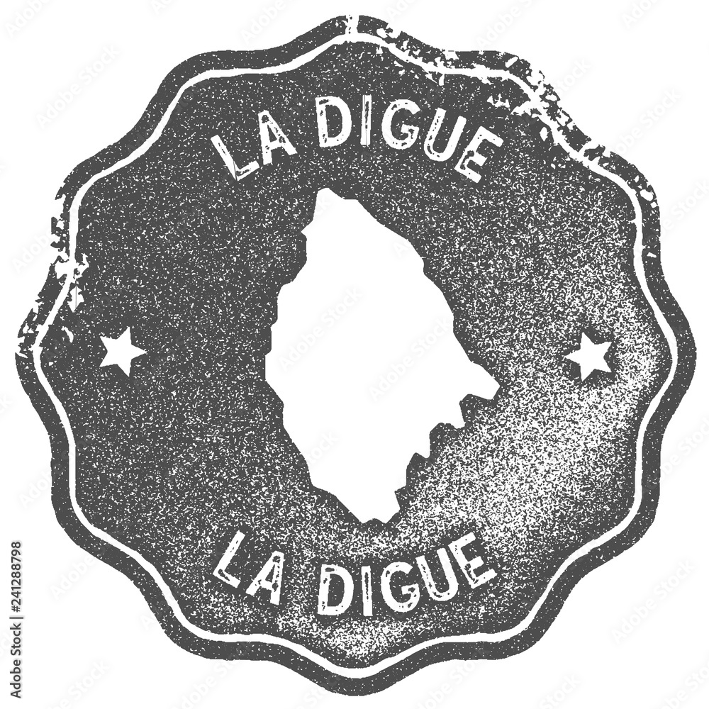 La Digue map vintage stamp. Retro style handmade label, badge or ...