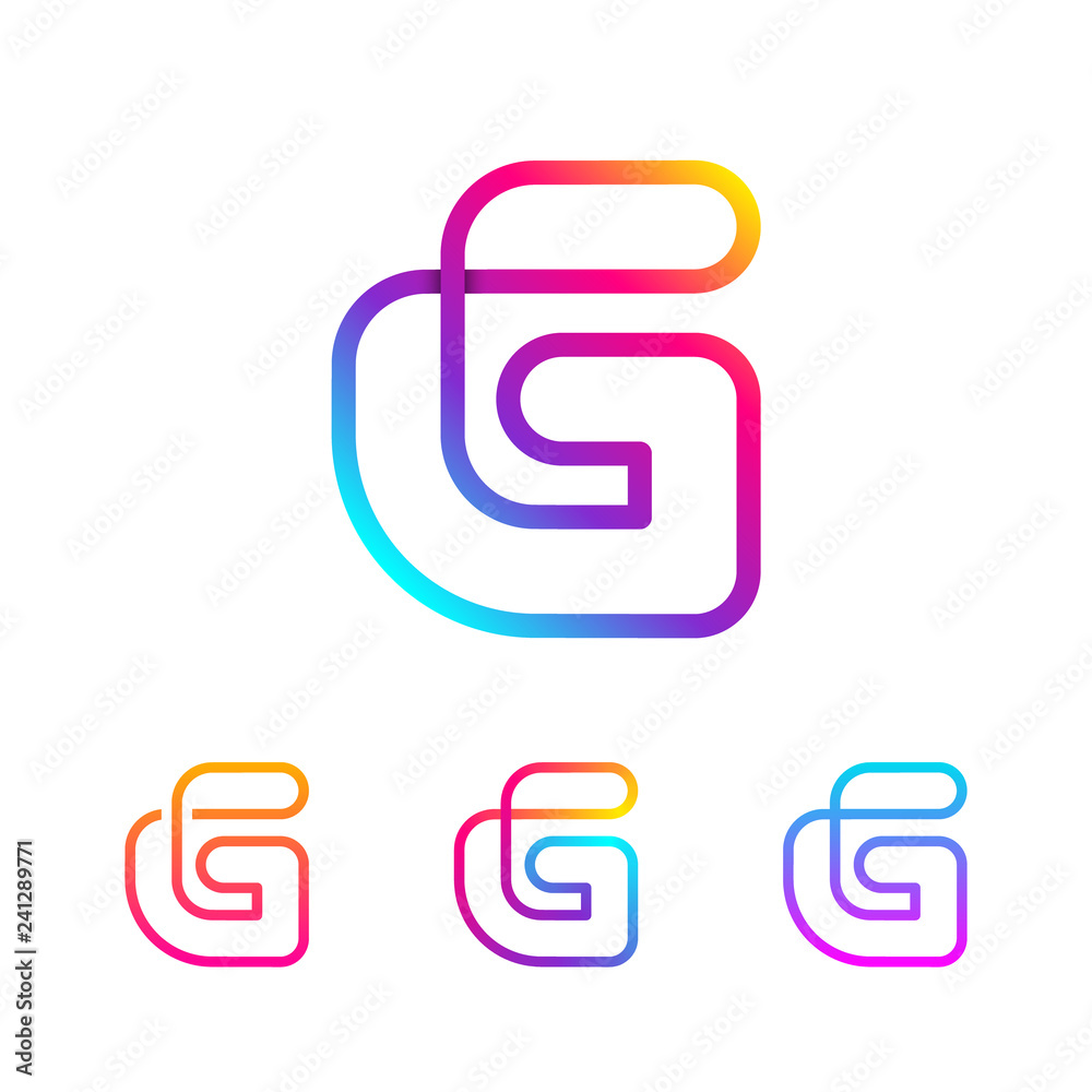 Abstract Letter G Line Monogram Colorful loops logotype, Circle shape ...