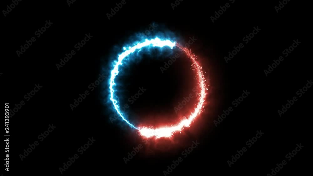 fire and ice ring magic animation. plasma alpha transparent ring. two ...