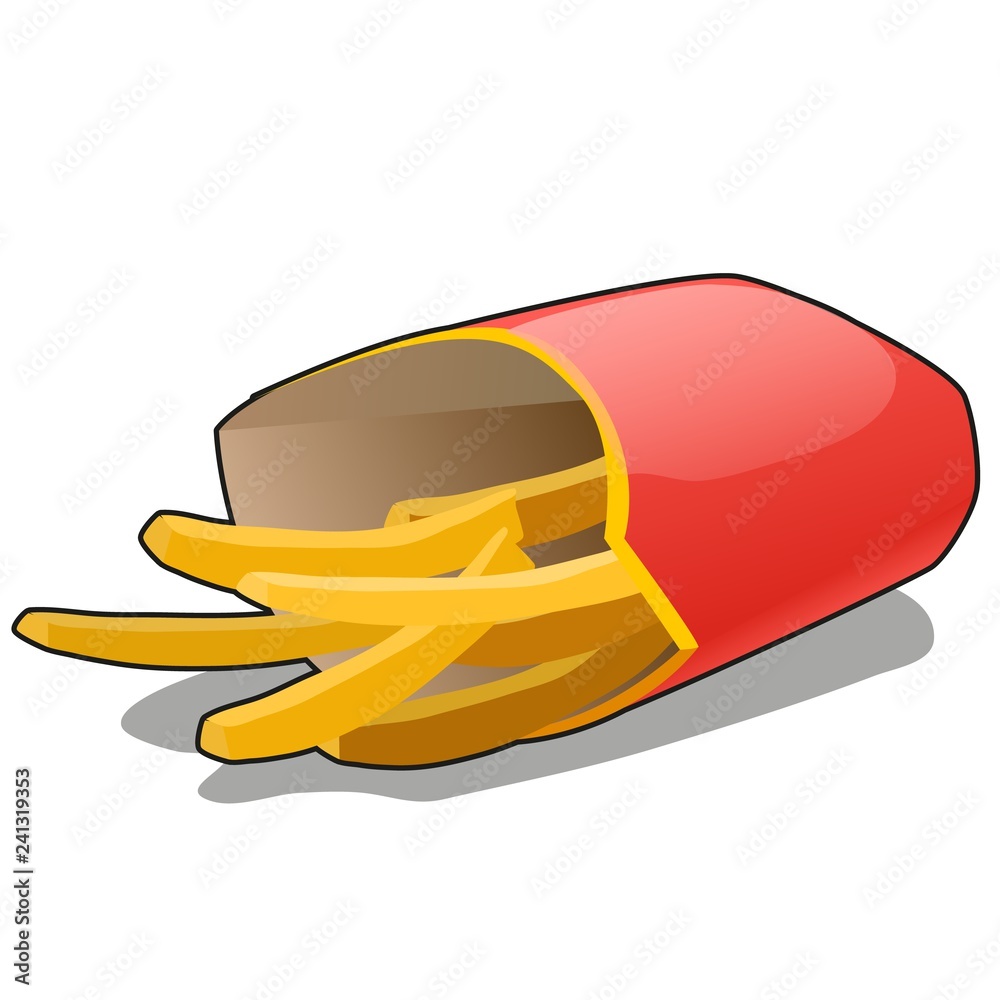 Oil fried potato fries isolated on white background. Vector cartoon ...