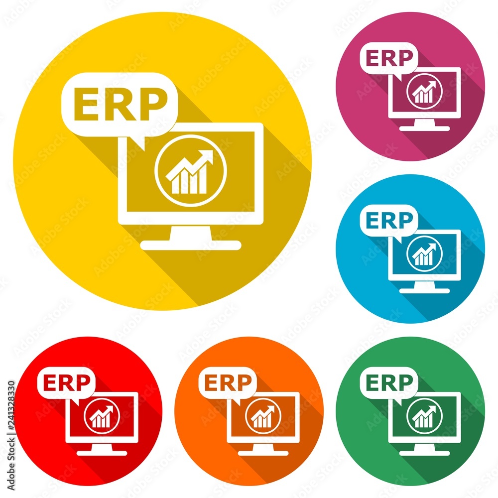 ERP icon or logo, Enterprise Resource Planning ERP Process, color set ...