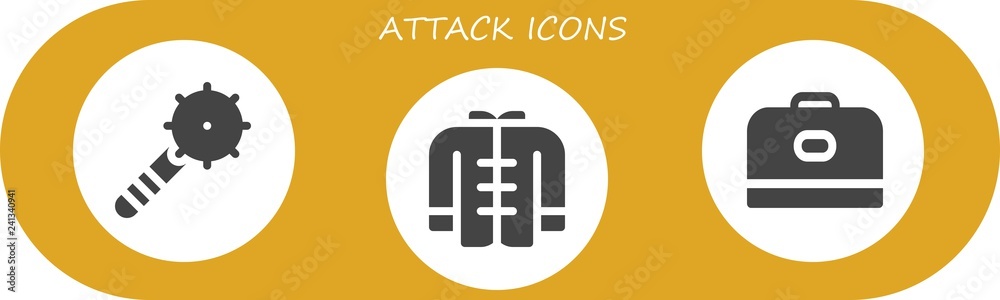 Vector icons pack of 3 filled attack icons Stock Vector | Adobe Stock