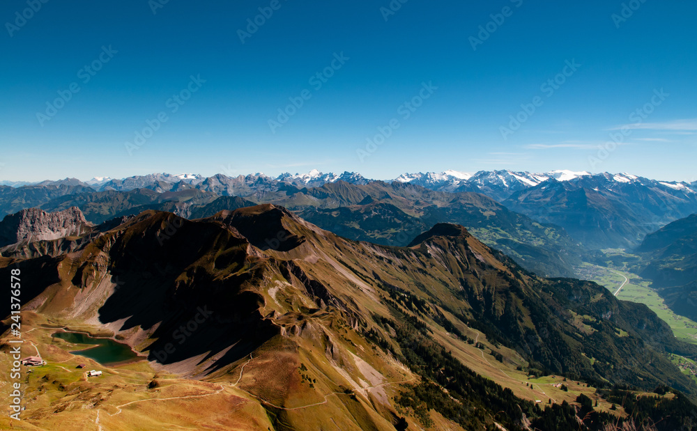 Lake Eisee and Hoch Gumme Swiss Alps view from Brienzer Rothorn ...