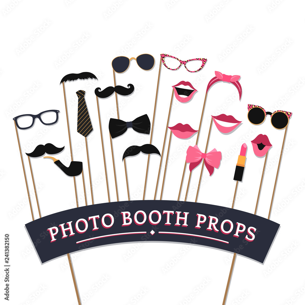 Woman accessories photo booth props vector Stock Vector | Adobe Stock