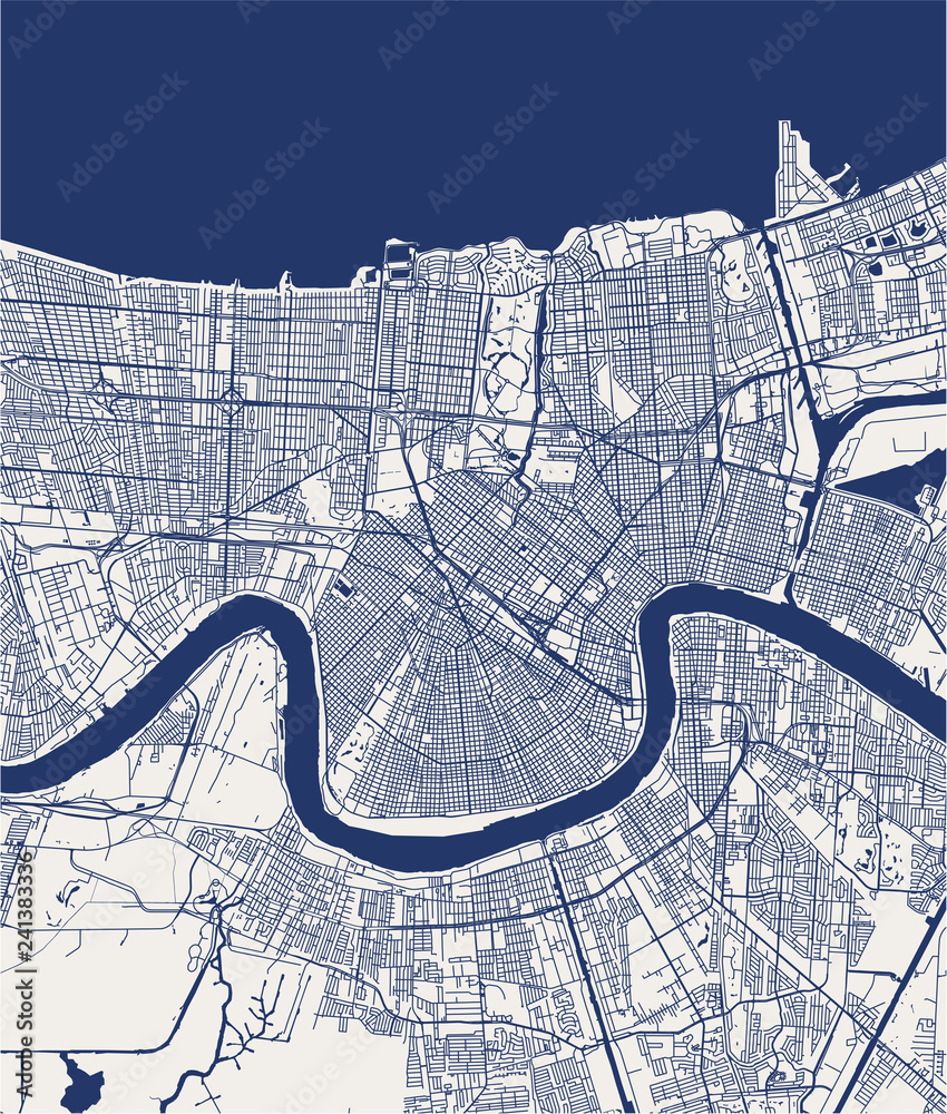 map of the city of New Orleans, Louisiana, USA Stock Vector | Adobe Stock