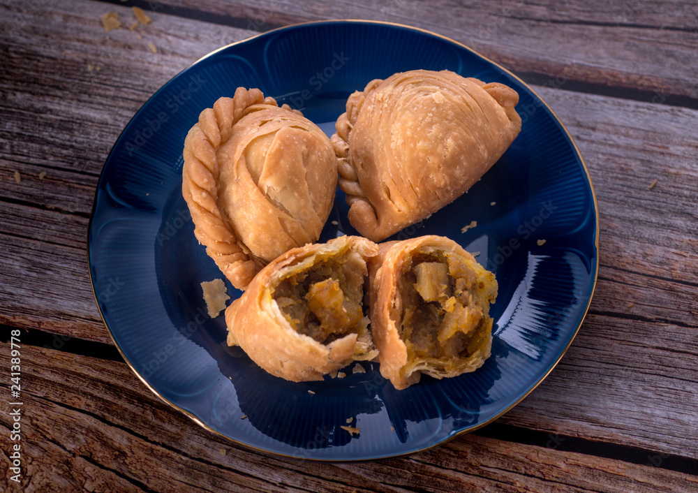 Curry puff pastry, snack curry puff, locally known as karipap Stock ...