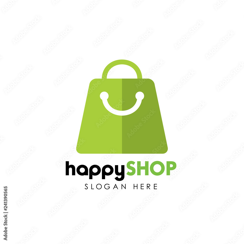 happy shop logo design template. shopping logo design stock Stock ...