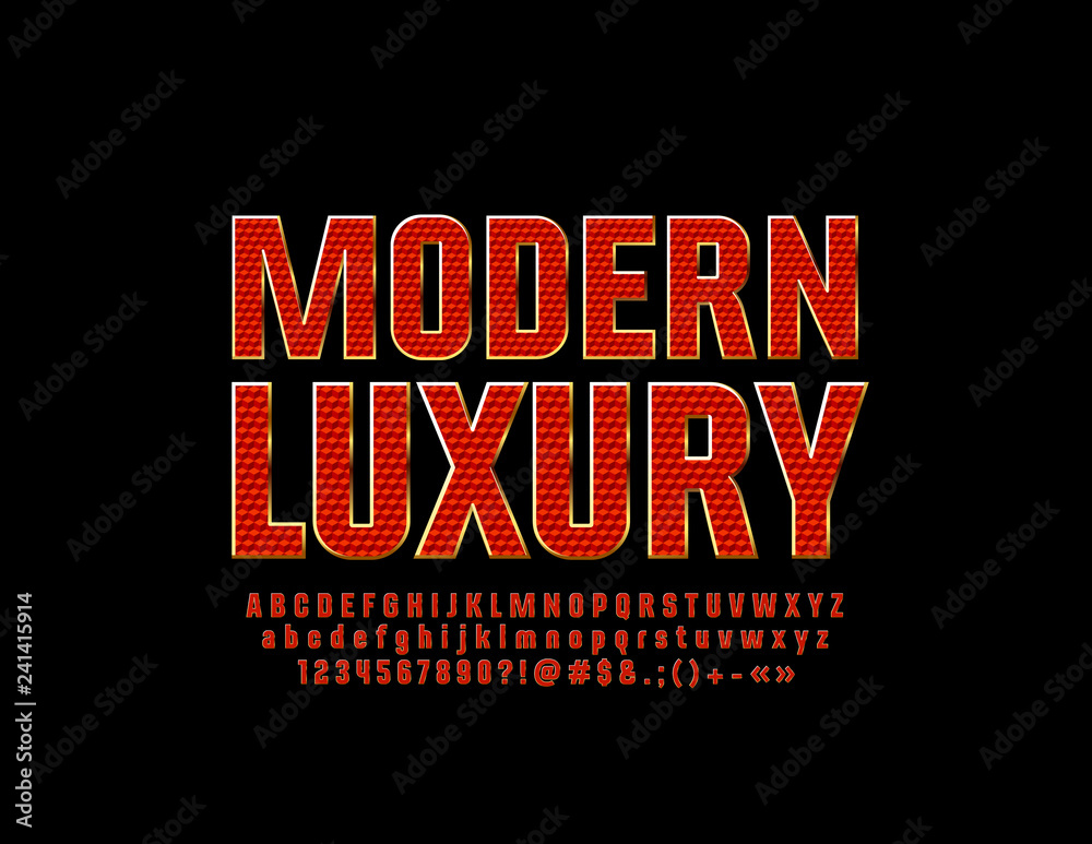 Vector Modern Luxury Alphabet Letters, Numbers and Symbols. Golden and ...