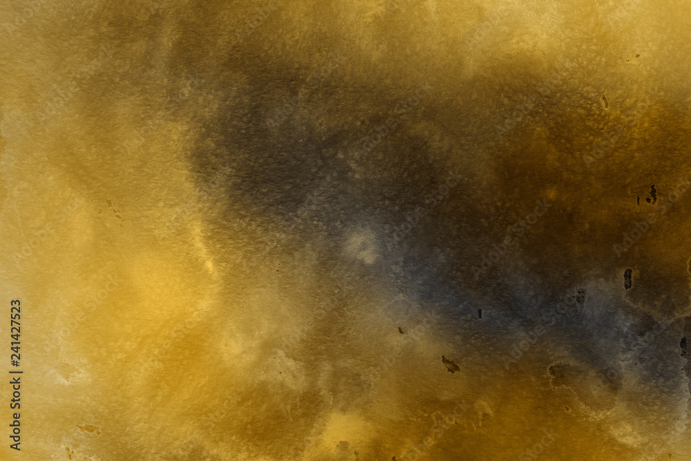 Gold luxury ink and watercolor textures on white paper background ...