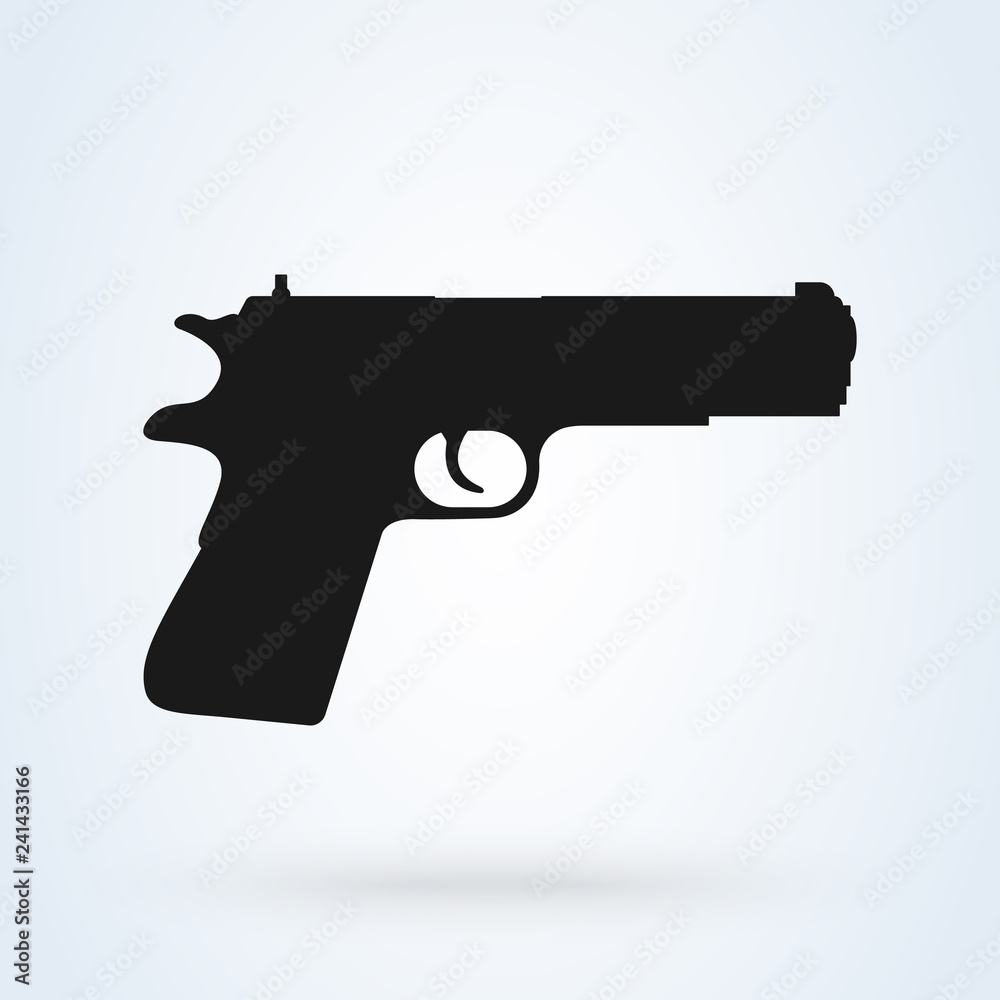 Pistol Gun Icon Vector Illustration on the white background Stock ...