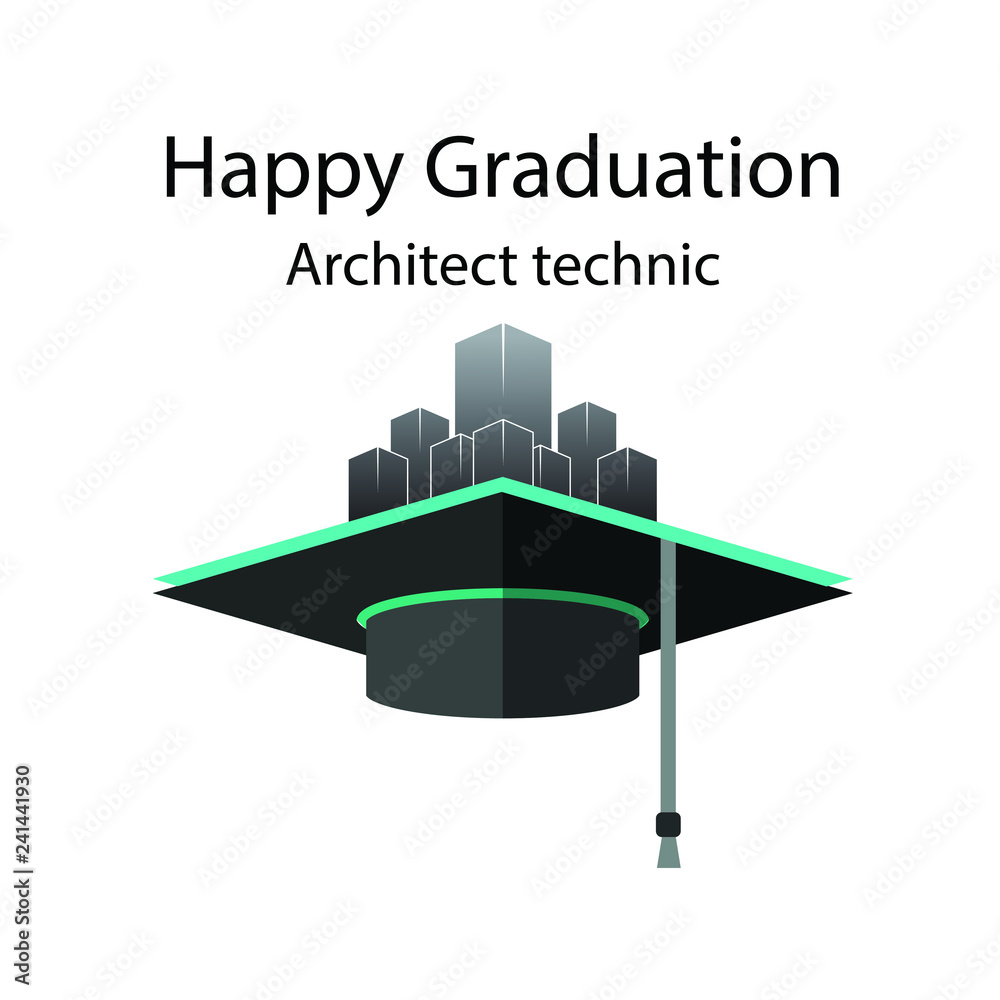 happy graduation , toga hat , architect academy Stock Vector | Adobe Stock