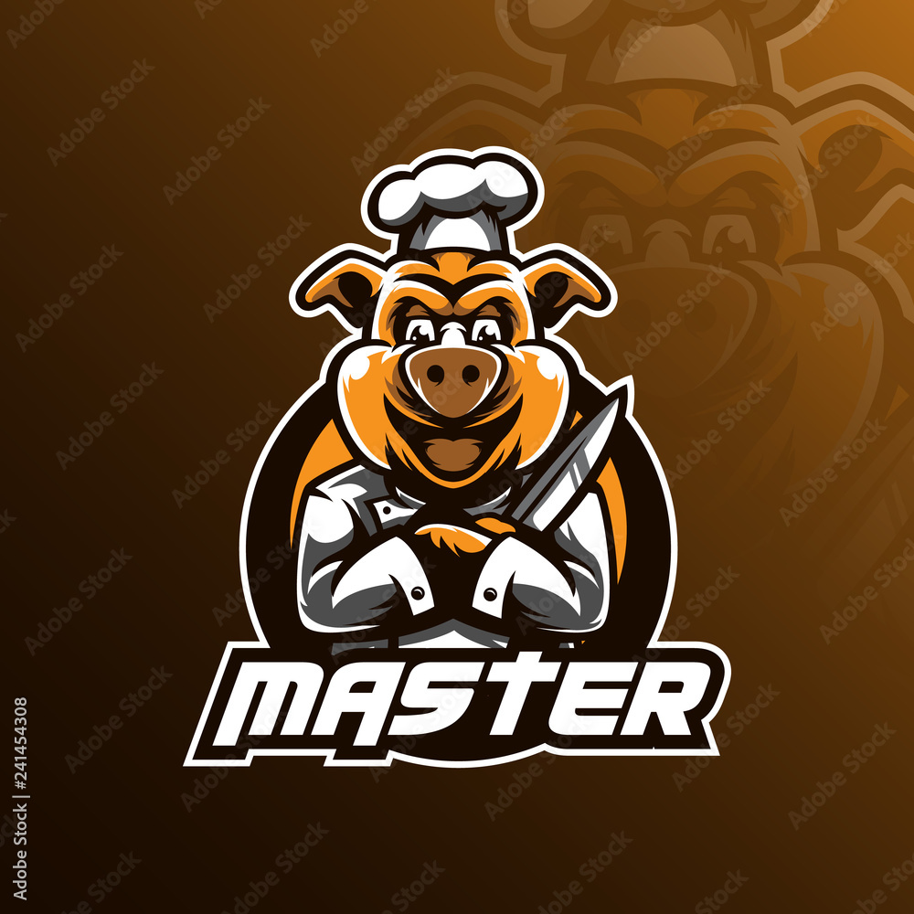 chef vector logo design mascot with modern illustration concept style ...