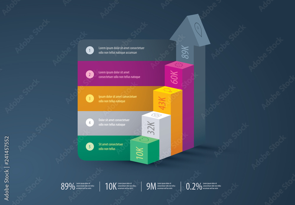Business Growth Conceptual 3D Infographic Layout Stock Template | Adobe ...