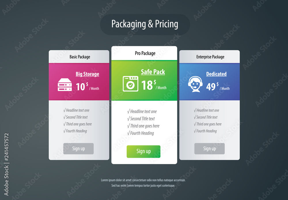 Pricing Tiers Infographic Layout Stock Template | Adobe Stock