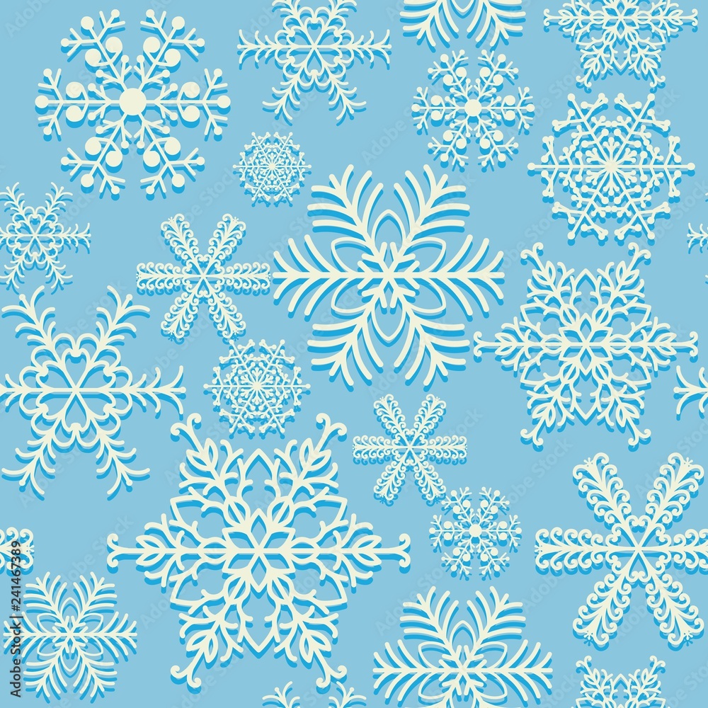 Seamless snowflakes pattern blue and white background design Stock ...