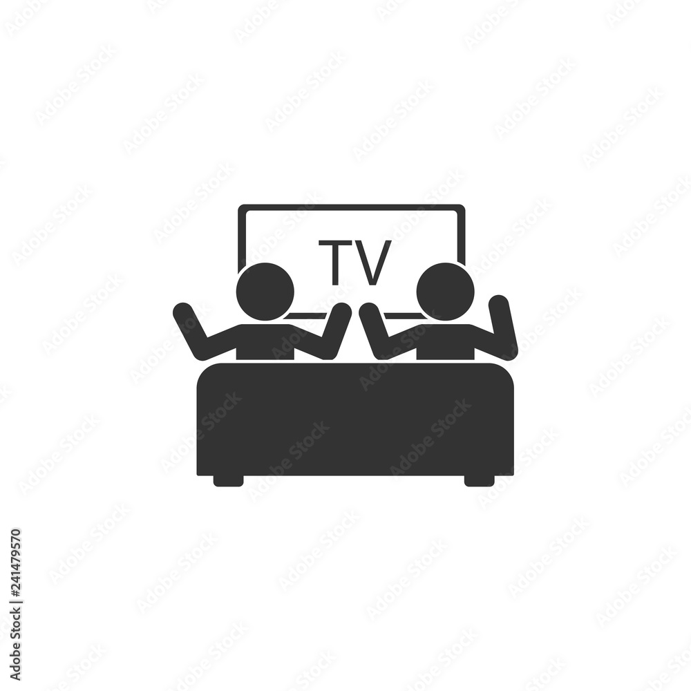 Watching TV with a friend icon. Simple glyph vector of friendship set ...