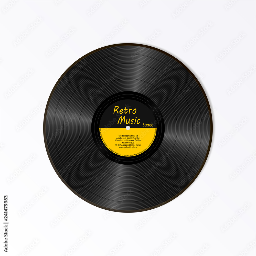 Realistic Black Vinyl Record. Retro Sound Carrier. New gramophone ...