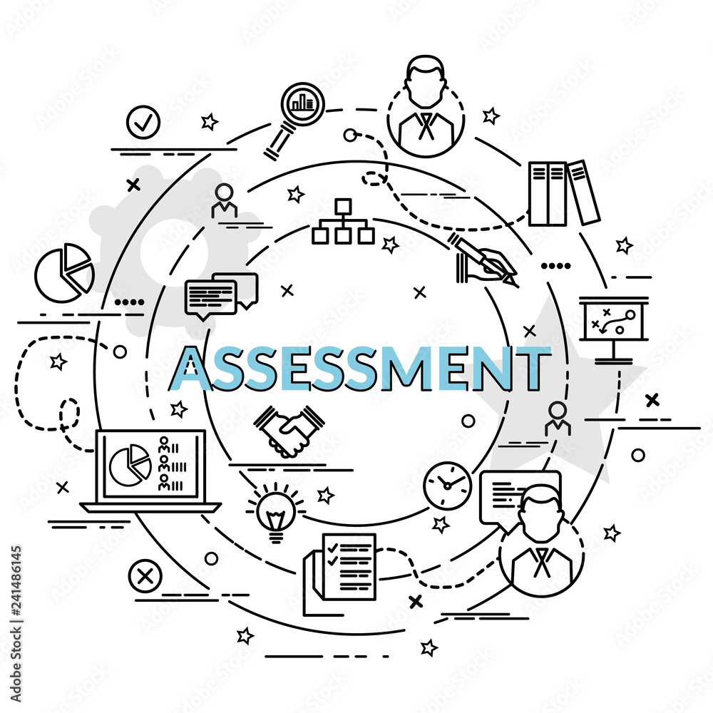 Flat colorful design concept for Assessment. Infographic idea of making ...