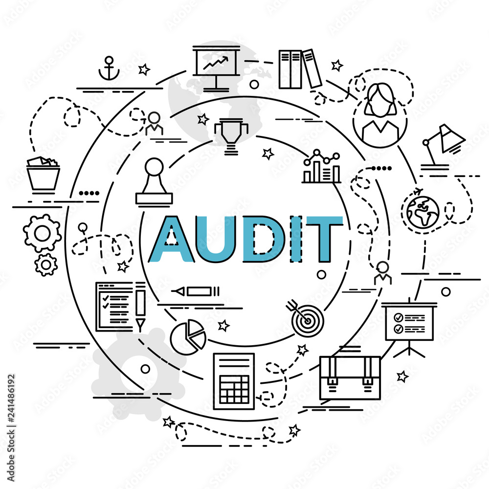 Flat colorful design concept for Audit. Infographic idea of making ...