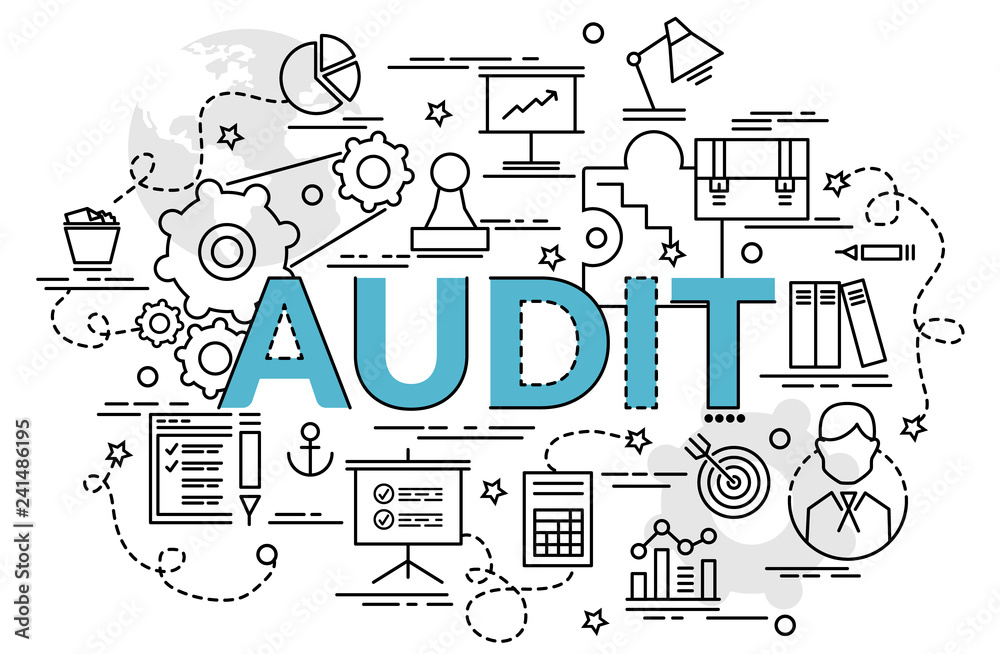 Flat colorful design concept for Audit. Infographic idea of making ...