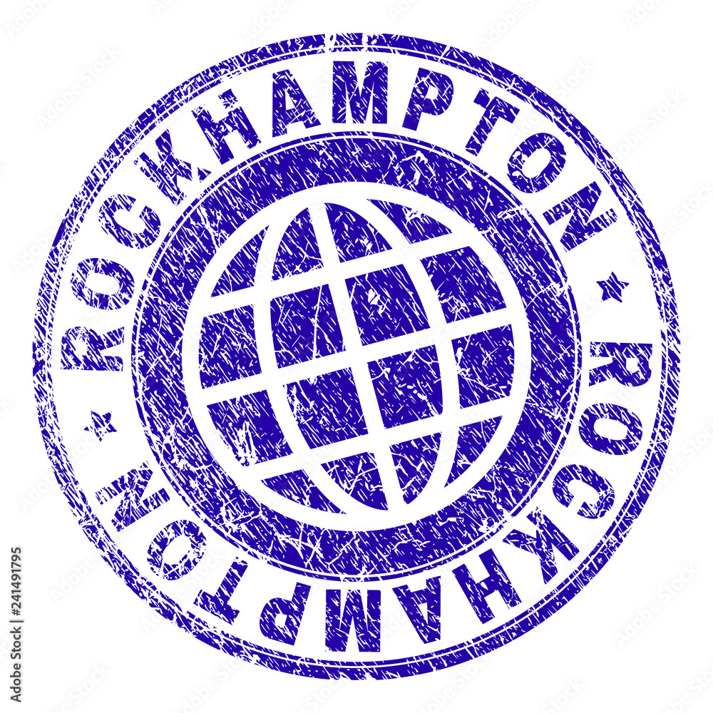 ROCKHAMPTON stamp watermark with grunge texture. Blue vector rubber ...