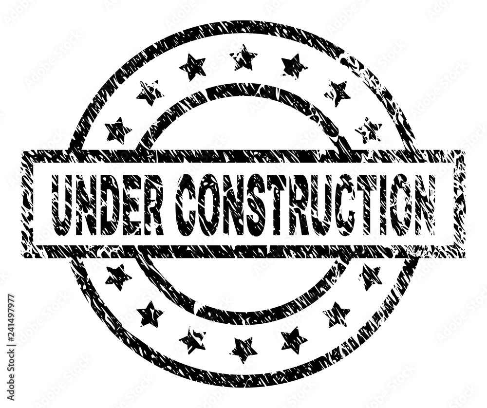 UNDER CONSTRUCTION stamp seal watermark with distress style. Designed ...