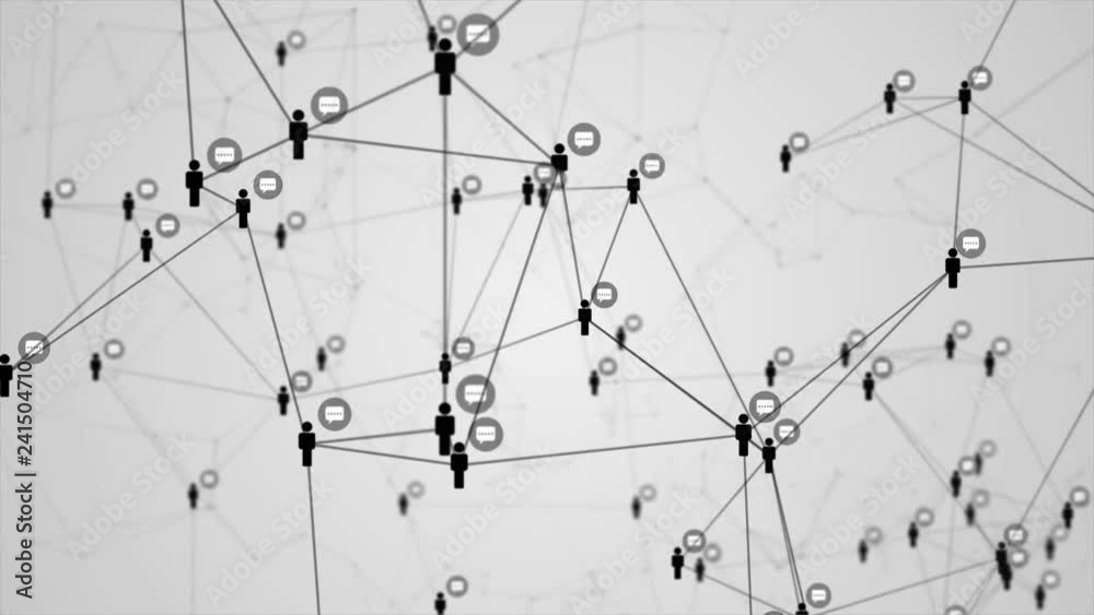 Social network connection molecule structure motion graphic black color ...