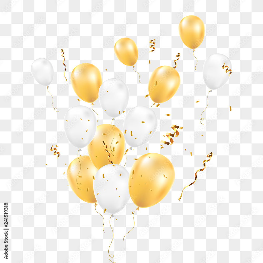Balloons with confetti isolated on transparent background. Stock Vector ...