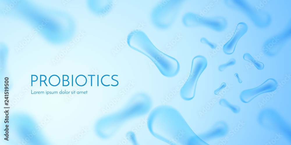 Probiotics Bacteria Vector illustration. Microscopic bacteria closeup ...