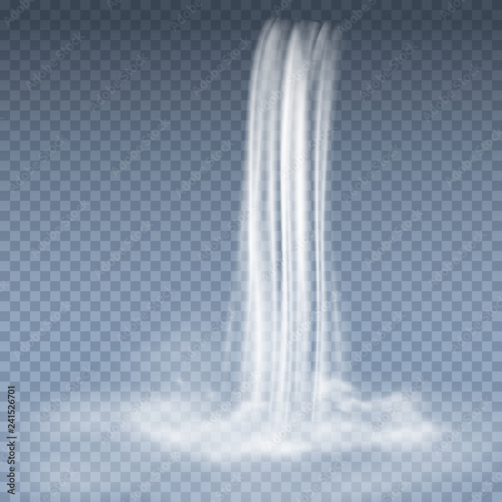 Waterfall cascade with fog isolated on transparent background. Vector ...