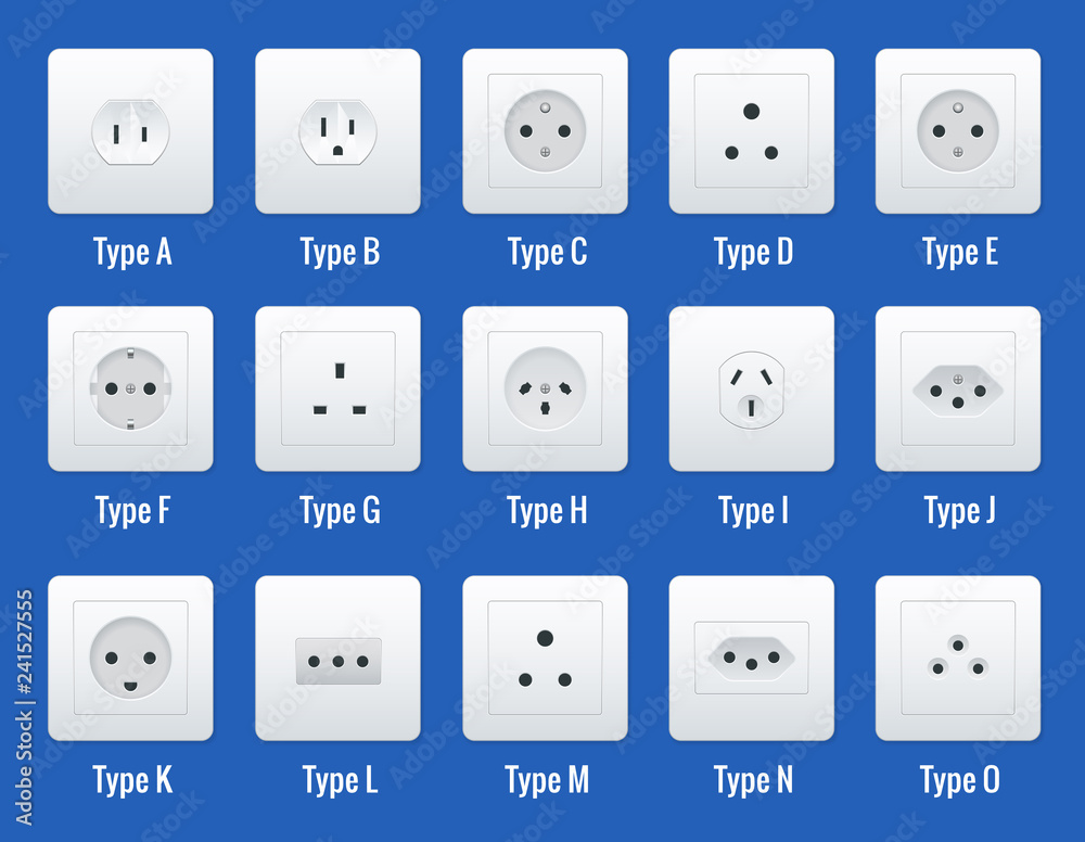 AC power sockets. All types. AC power sockets realistic illustration ...