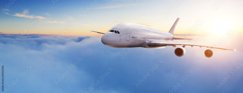 Huge two-storey passengers commercial airplane Stock Photo | Adobe Stock