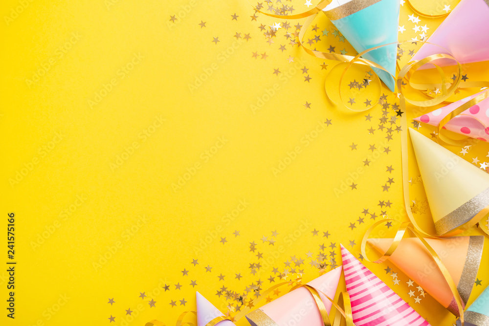 Birthday Party Background on Yellow Stock Photo | Adobe Stock