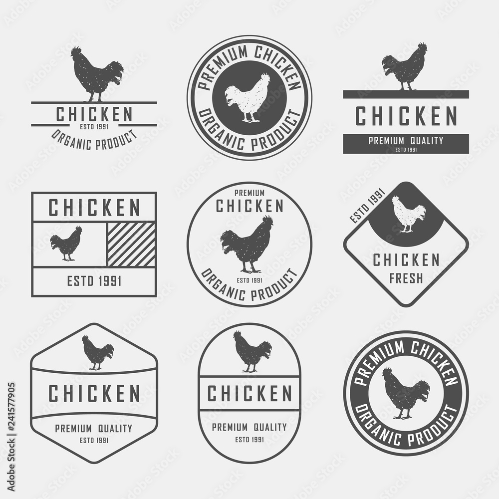 Set of premium chicken labels, badges and design elements. Vector ...