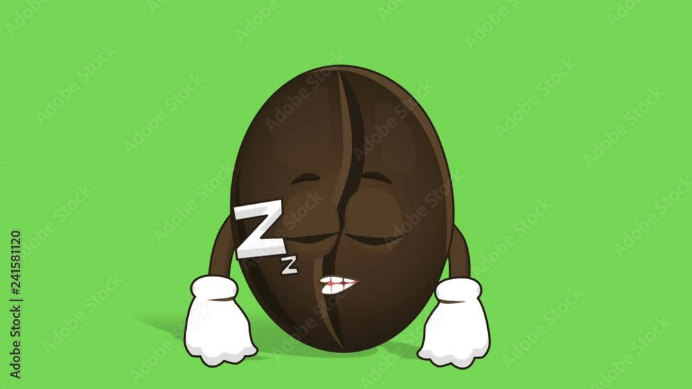 Cartoon Coffee Bean Sleep Snore with Face Animation Alpha Matte Stock ...