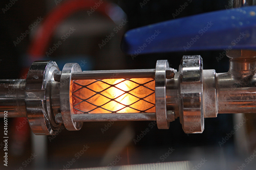 Equipment at the brewery. Huge tanks with temperature sensors. Pressure ...