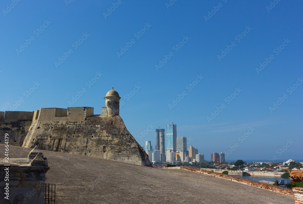 Observation tower of San Felipe de Barajas fortress with a view on ...