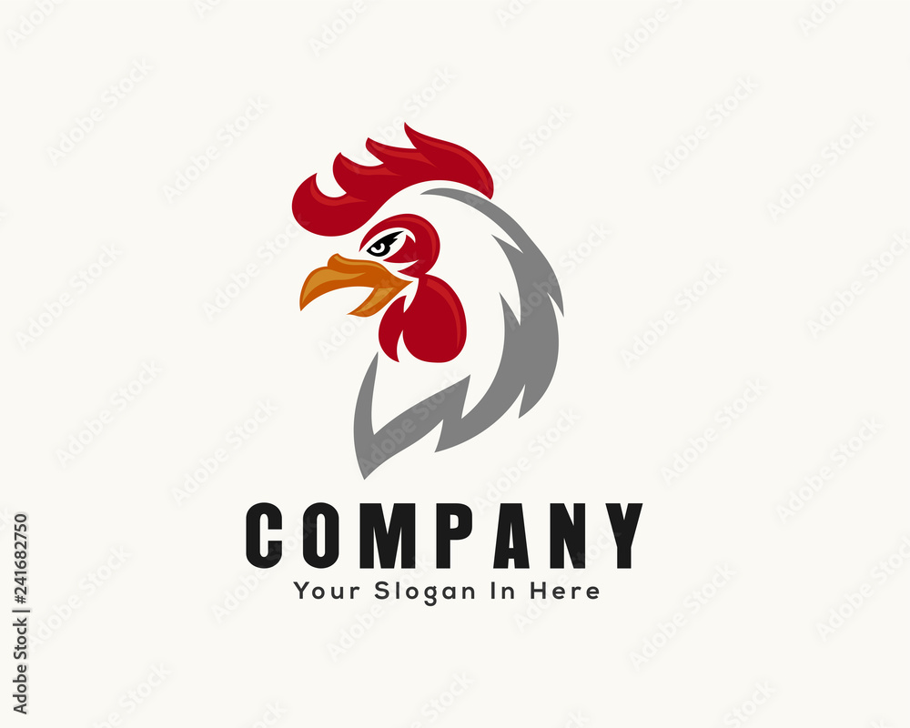 head Angry chicken, rooster cartoon logo design inspiration Stock ...