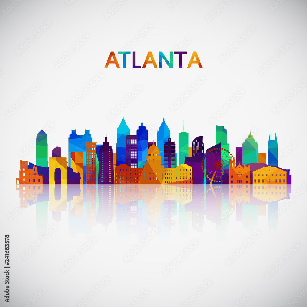 Atlanta skyline silhouette in colorful geometric style. Symbol for your ...